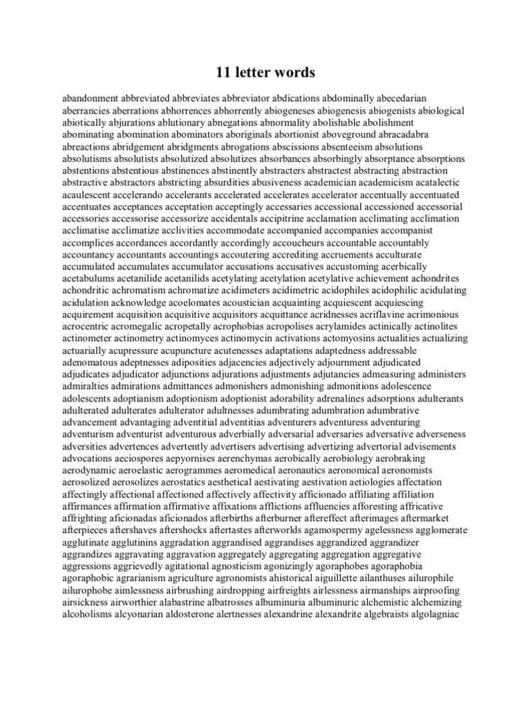 11 Letter Words | PDF | Nature