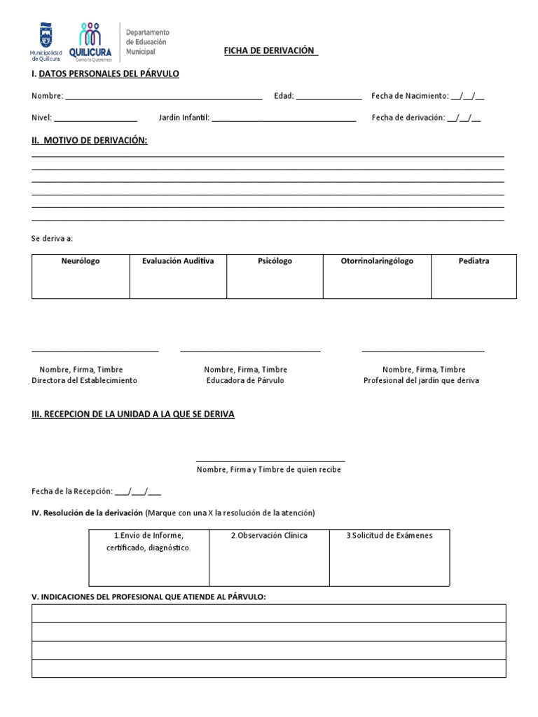 Ficha de Derivación A Especialistas Modificada | PDF