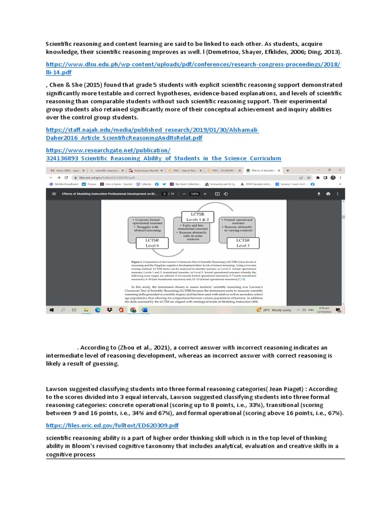 Scientific Reasoning and Content Learning Are Said To Be Linked To Each Other | PDF | Inquiry ...