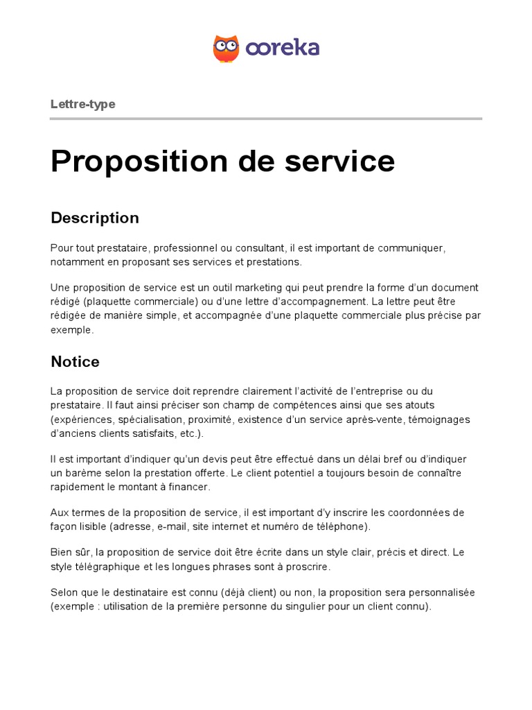 Proposition de Service | PDF