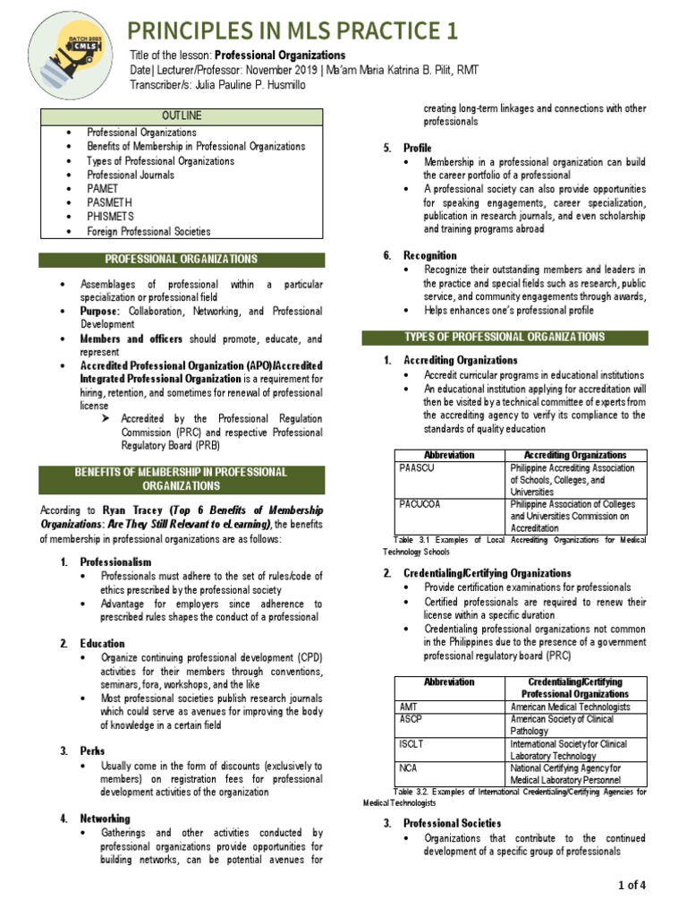 Copy of L9 - Professional Orgs Reviewer | PDF | Medicine | Mindanao Copy of L9 - Professional Orgs Reviewer | PDF | Medicine | Mindanao