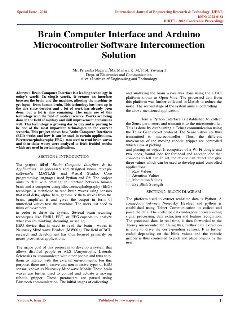 Brain Computer Interface And Arduino Microcontroller Software Interconnection Solution