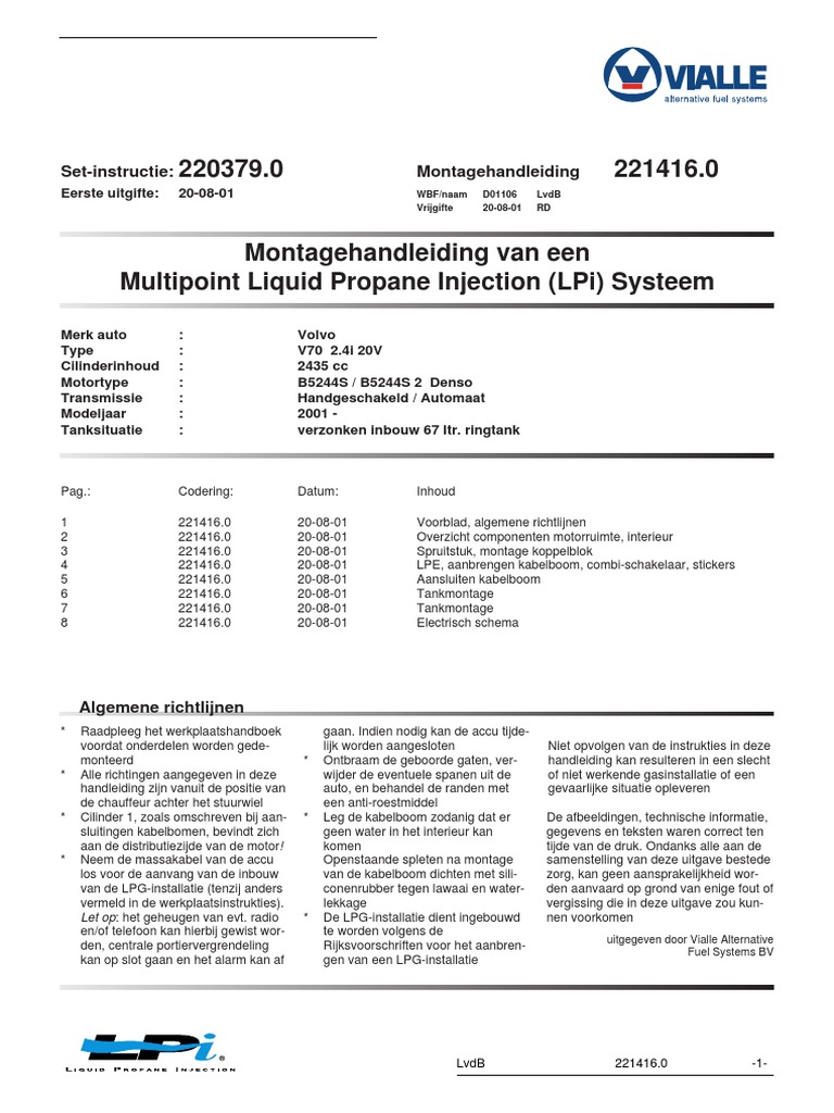 Montagehandleiding Van Een Multipoint Liquid Propane Injection (LPi) Systeem | PDF