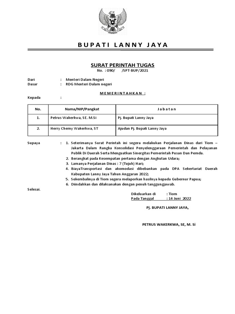 SPPD Dan SPT Master Bupati 14 Juni-4 | PDF