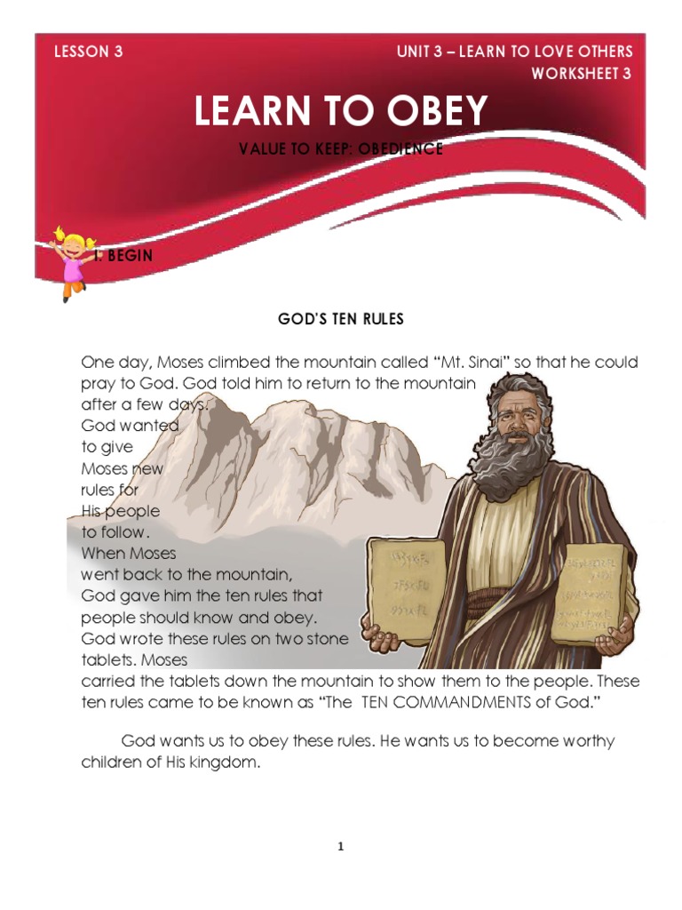 Worksheet Obedience | PDF | Ten Commandments | Obedience (Human Behavior)