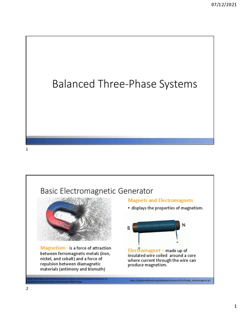 Three-Phase System Voltages, Currents, and Loads | PDF | Electric Generator | Electromagnetic ...