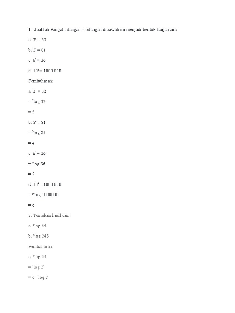 Soal Soal Logaritma | PDF