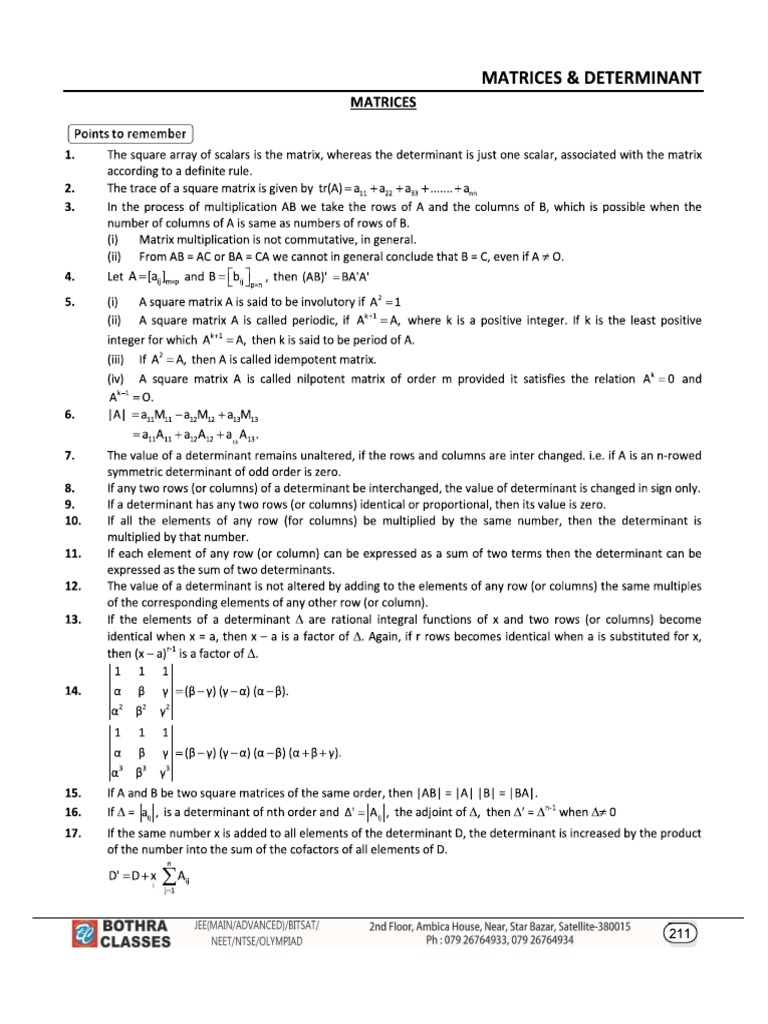 Zm6JJ3 - MATRICES & DETERMINANT FINAL | PDF