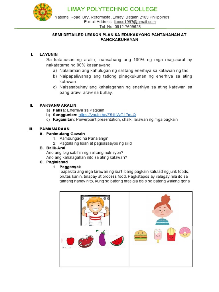 Enerhiya sa Pagkain: Aralin sa EPP | PDF | Self-Improvement | Wellness