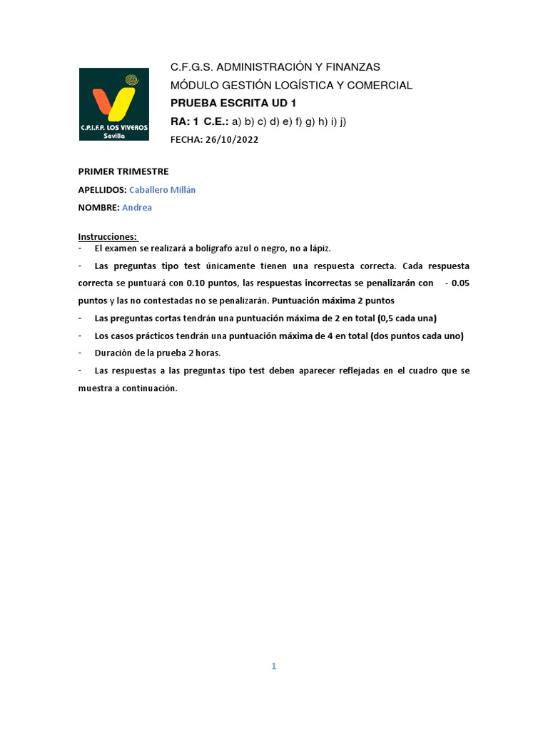 Examen Ud1 | PDF | Inventario | Logística