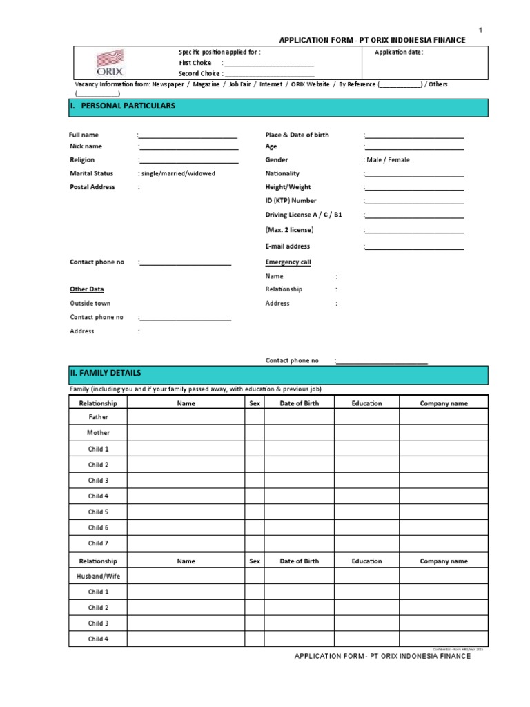 Application Form 2015 - Orix Ind PDF | PDF