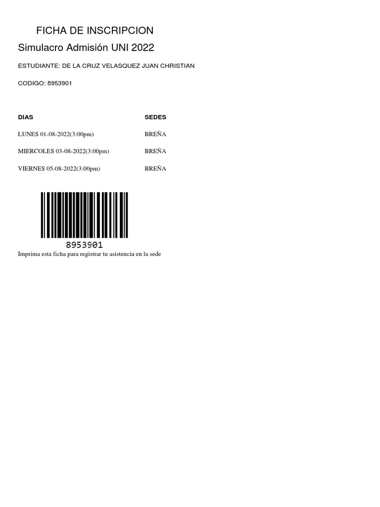 Ficha Inscripcion | PDF