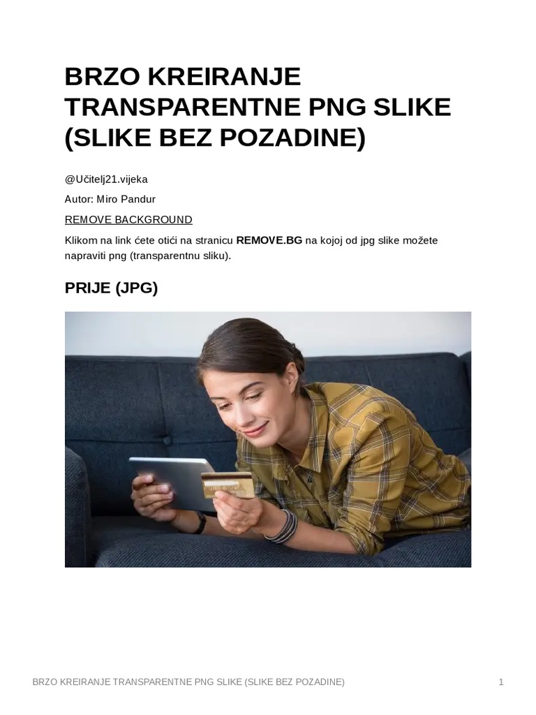 Brzo Kreiranje Transparentne PNG Slike (Slike Bez Pozadine) | PDF