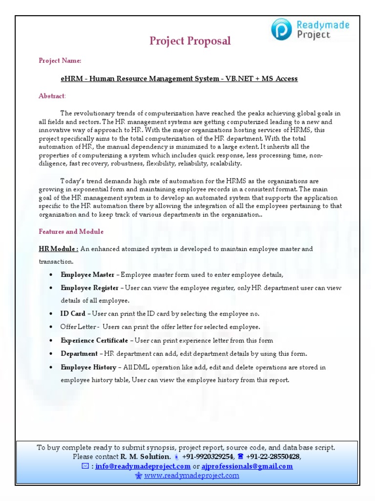 HRM Net Access Project Proposal | PDF | Databases | Software Engineering