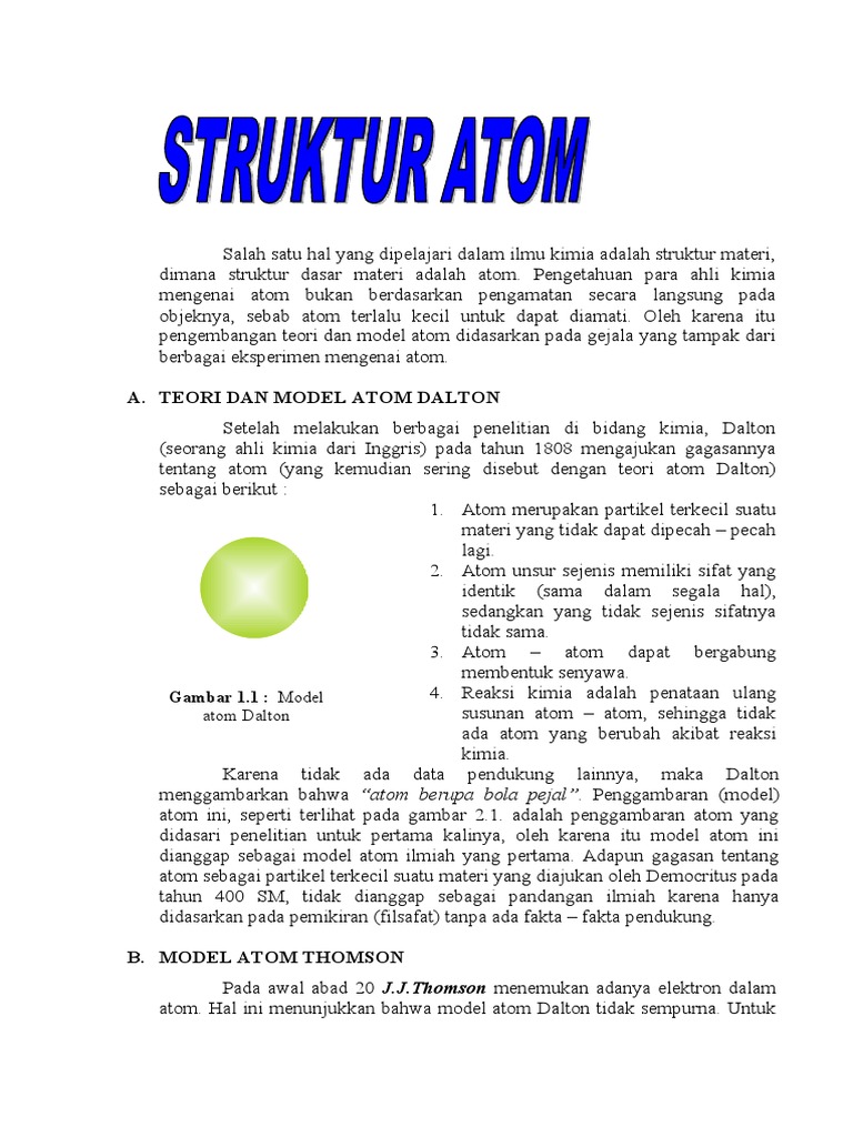 3.3 Struktur Atom Dan Konfigurasi Elektron | PDF | Seni | Sains ...