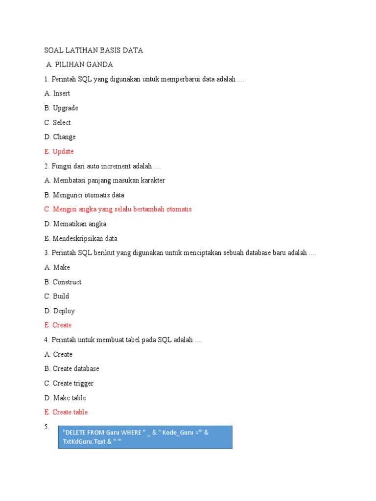 Soal Latihan Basis Data | PDF