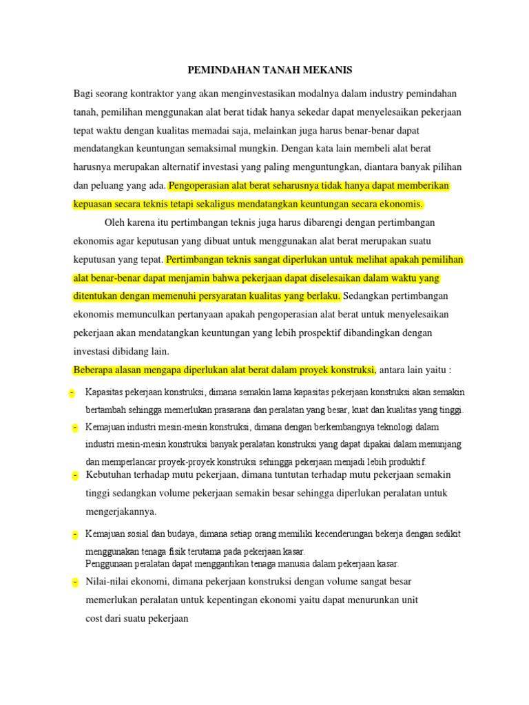 Pertemuan 1 Pemindahan Tanah Mekanis | PDF