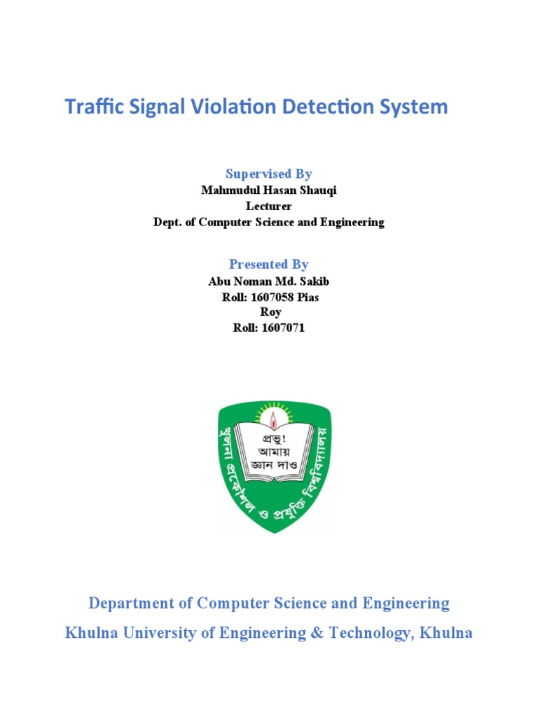 Traffic Signal Violation Detection System: Supervised by | PDF