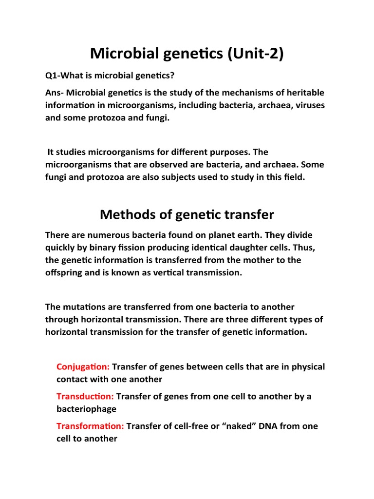 Microbial Genetics | PDF | Plasmid | Transformation (Genetics)