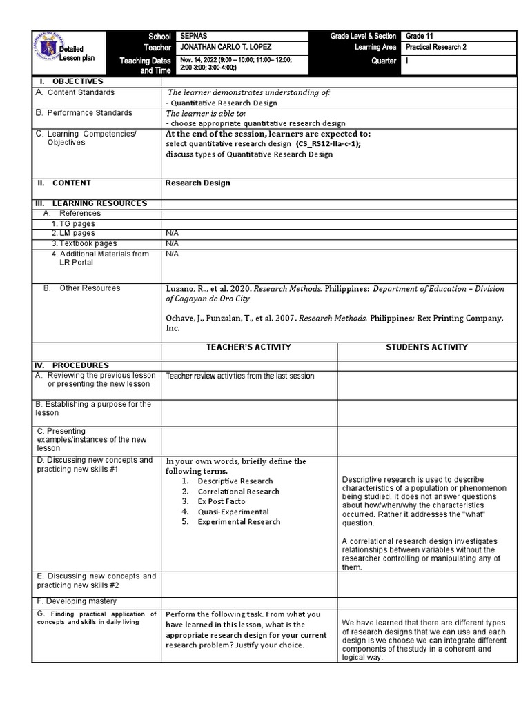 DLP Nov. 14 Practical Research 2 | PDF