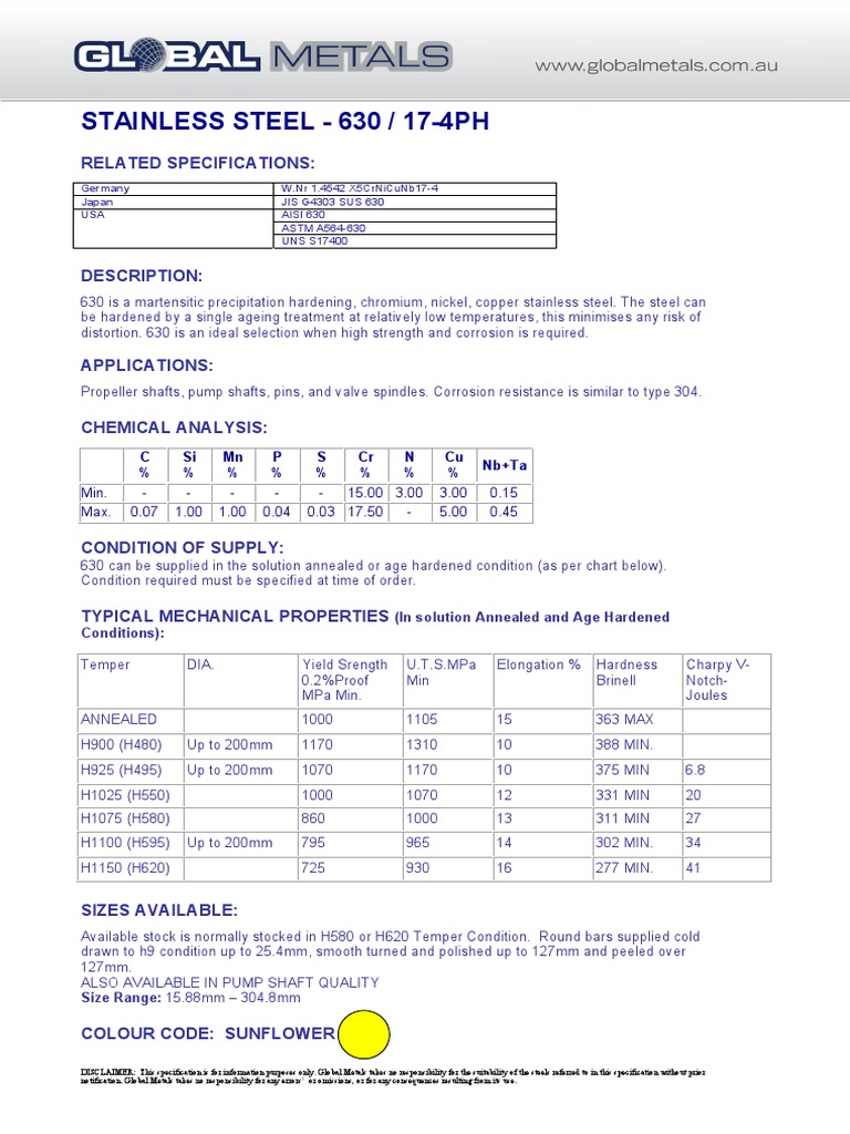 Stainless Steel AISI 630-17-4PH | PDF