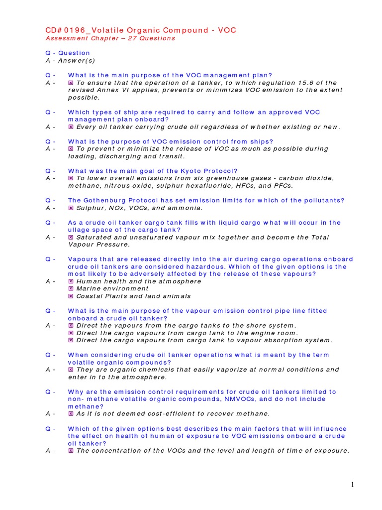 VOC Management in Crude Oil Tankers | PDF | Volatile Organic Compound ...