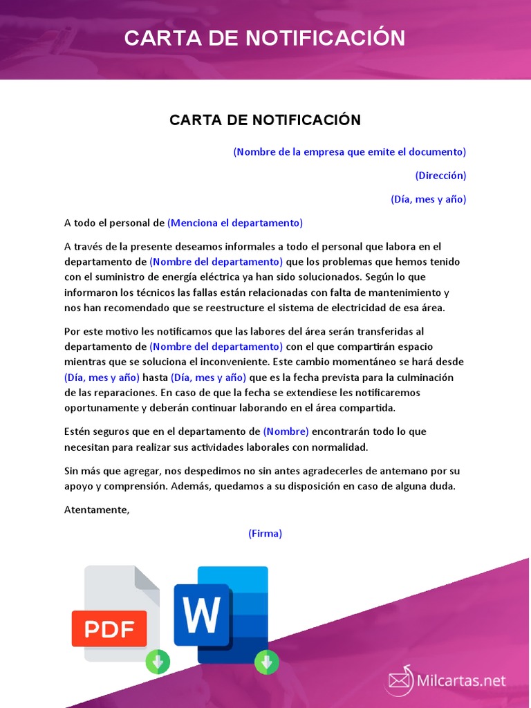 Carta de Notificacion | PDF