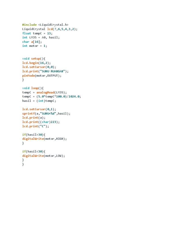 Script Program Kipas Angin Otomatis | PDF