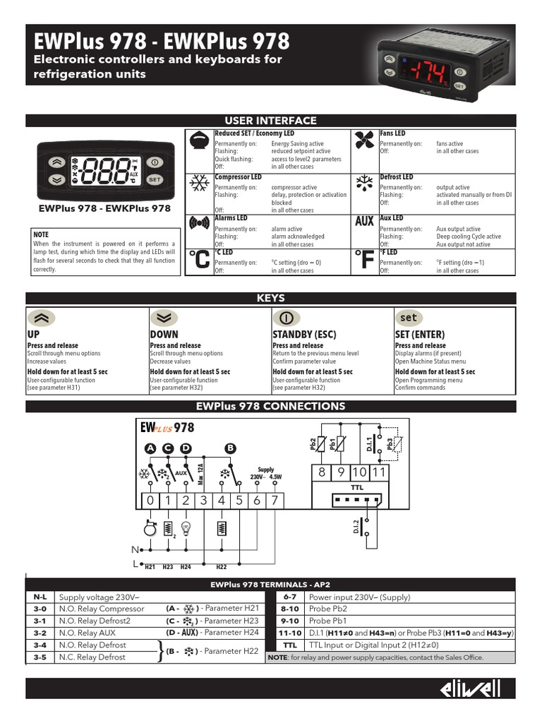 Eliwell 978 Manual | PDF | Electrical Connector | Power Supply
