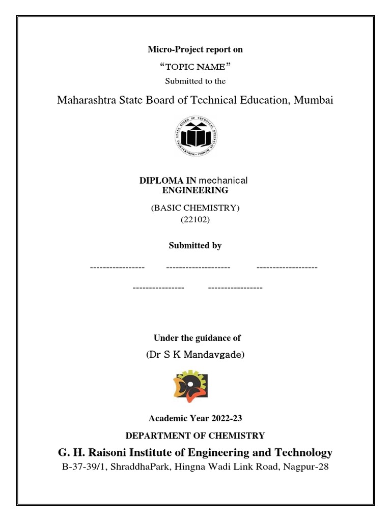Format For Microproject | PDF | Diploma | Engineering