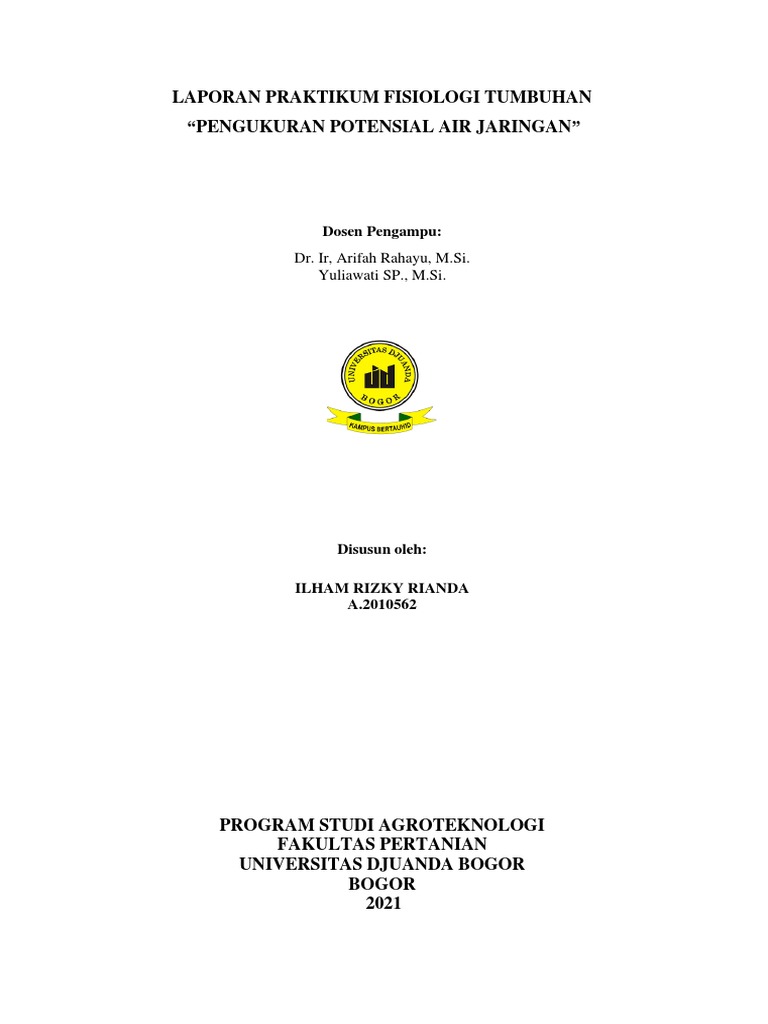 Laporan Praktikum Fistum - Pengukuran Potensial Air Jaringan | PDF
