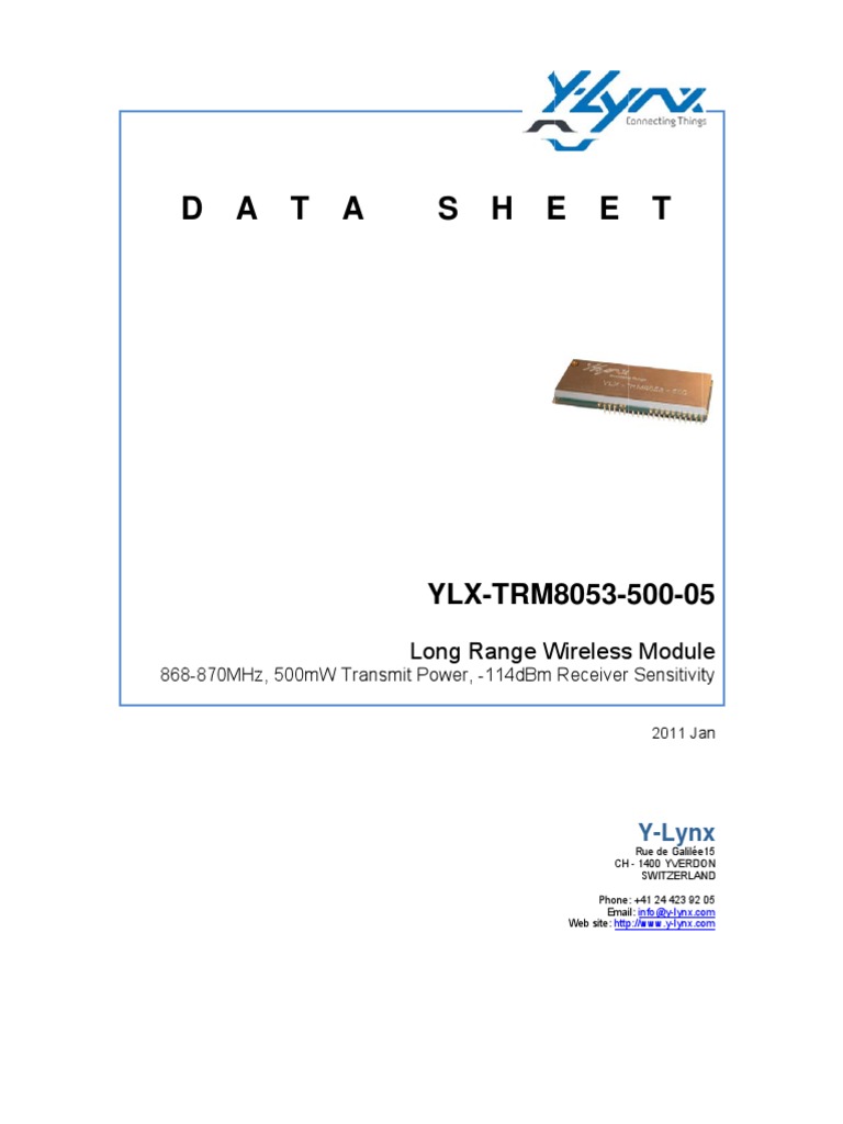 Data Sheet Ylx-Trm8053-500 Rev1.6 | PDF | Modem | Computer Network