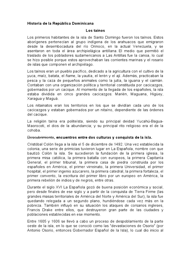 Historia de La República Dominicana | PDF