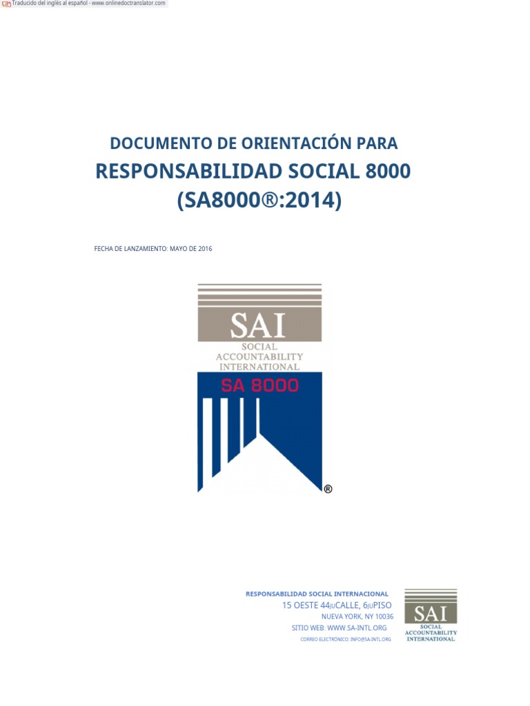 Documento Guía SA8000 | PDF | Trabajo infantil | Organización ...