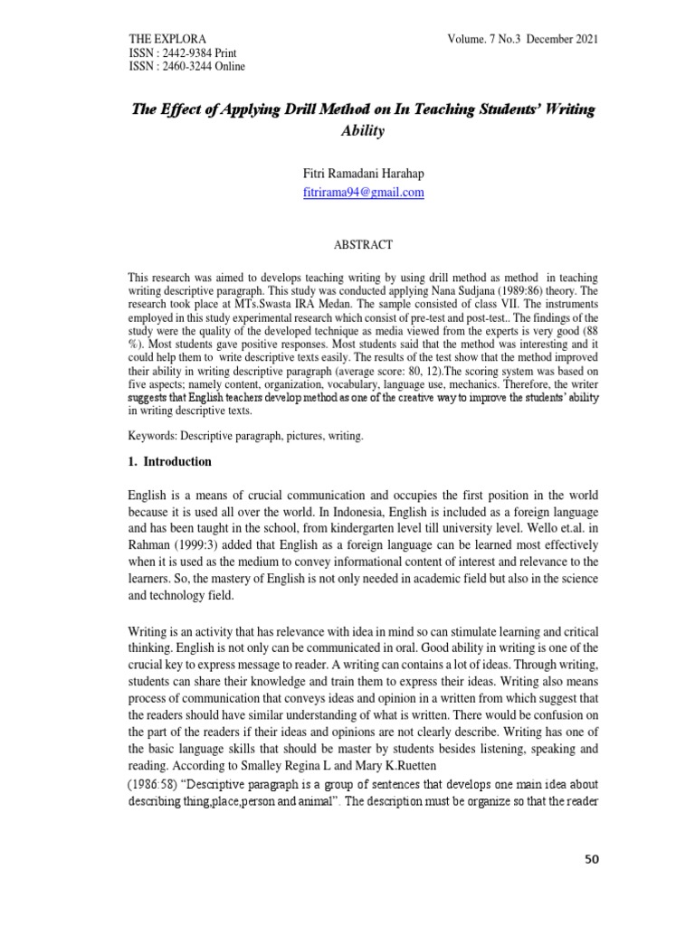 Drill Method For Teaching Writing | PDF | English Language | Communication