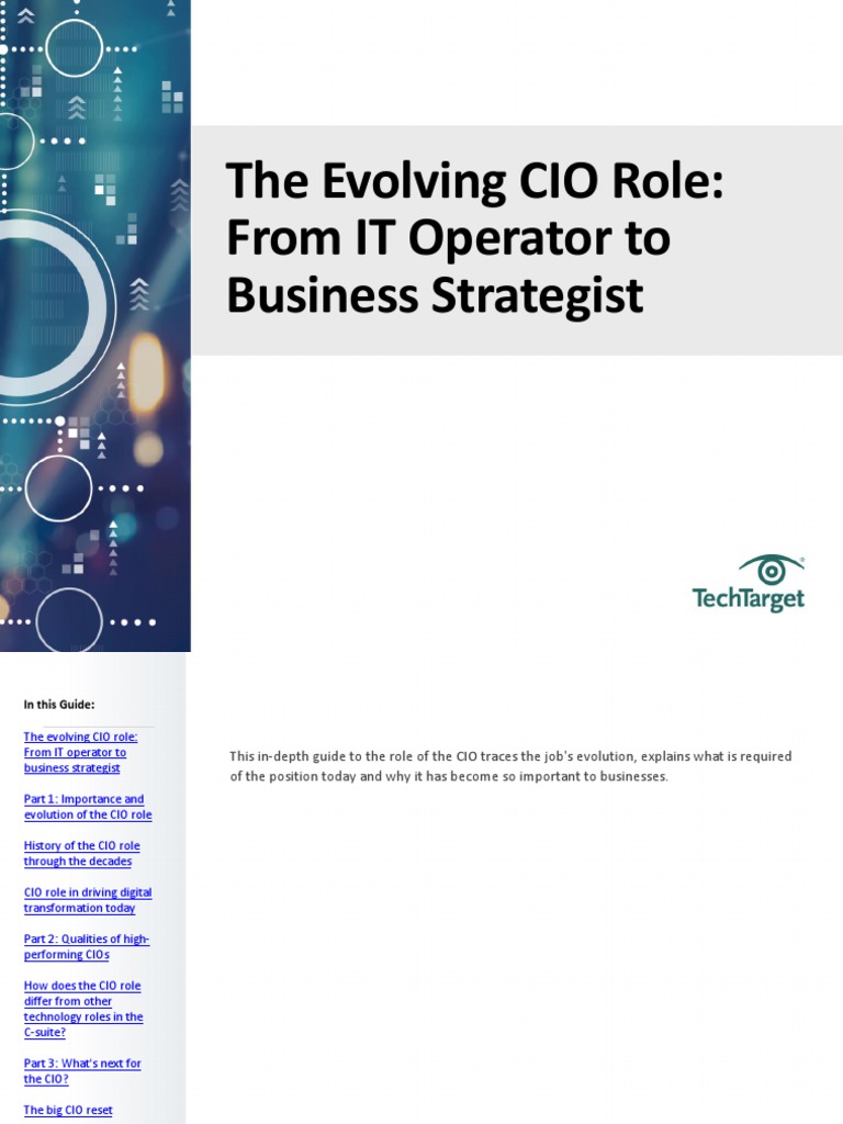 The Evolving CIO Role From IT Operator To Business Strategist 2022 | PDF