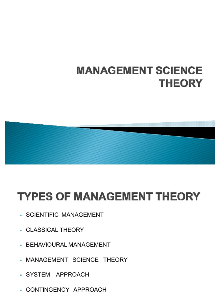 Introduction To Management Science Theory | PDF