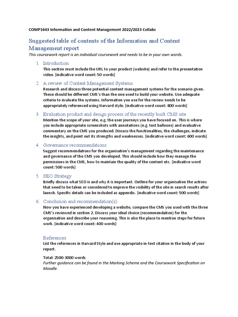 COMP 1643 Annotated Table of Contents | PDF