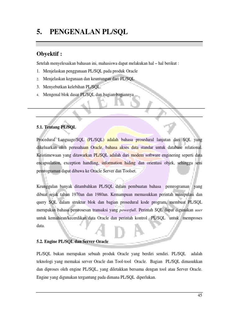 Pert 5 - Pengenalan PL-SQL | PDF