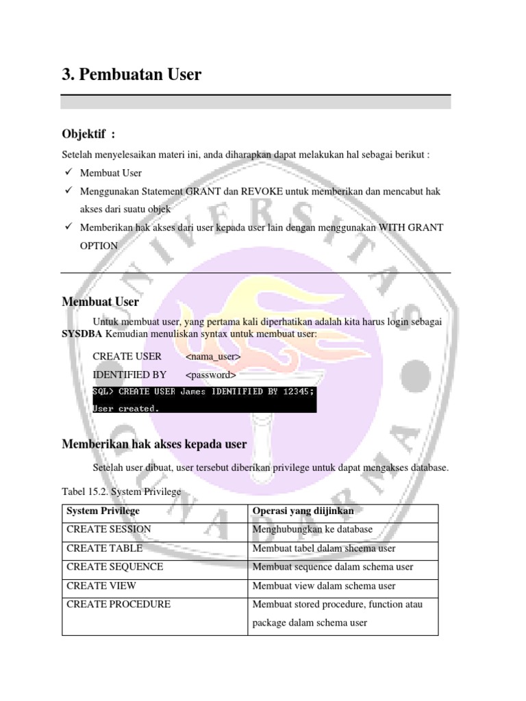 Pert 3 - Pembuatan User | PDF
