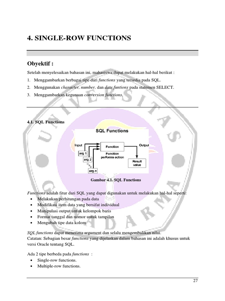 Pert 4 - Single Row Functions | PDF