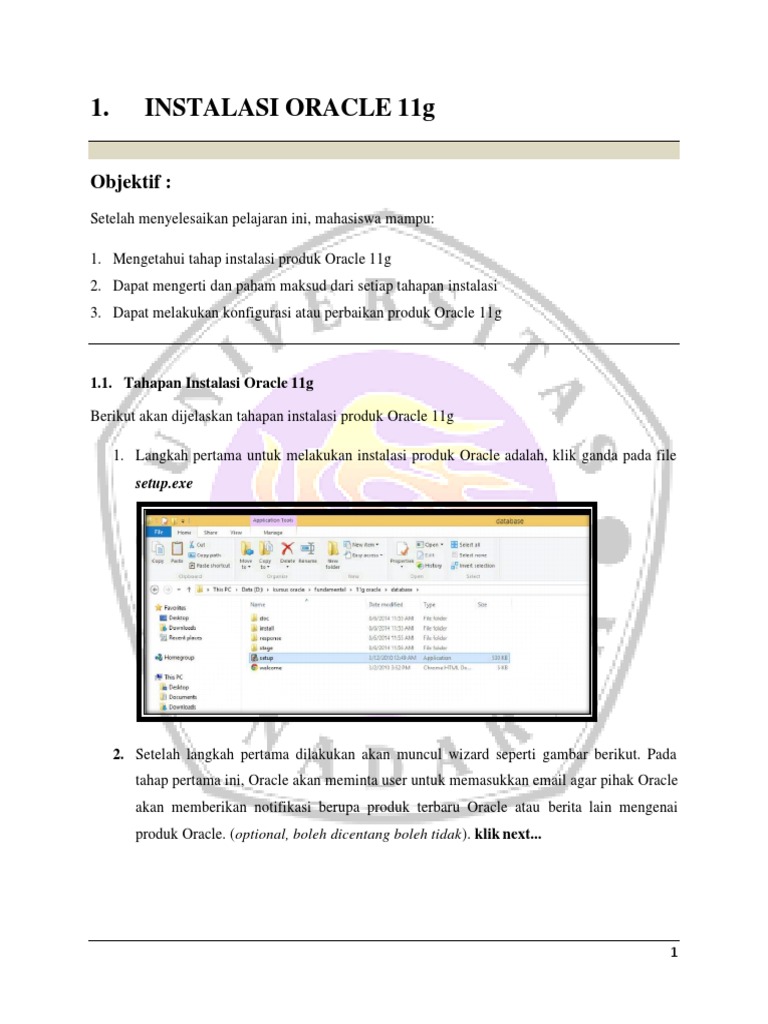 Pert 1 - Instalasi Oracle | PDF