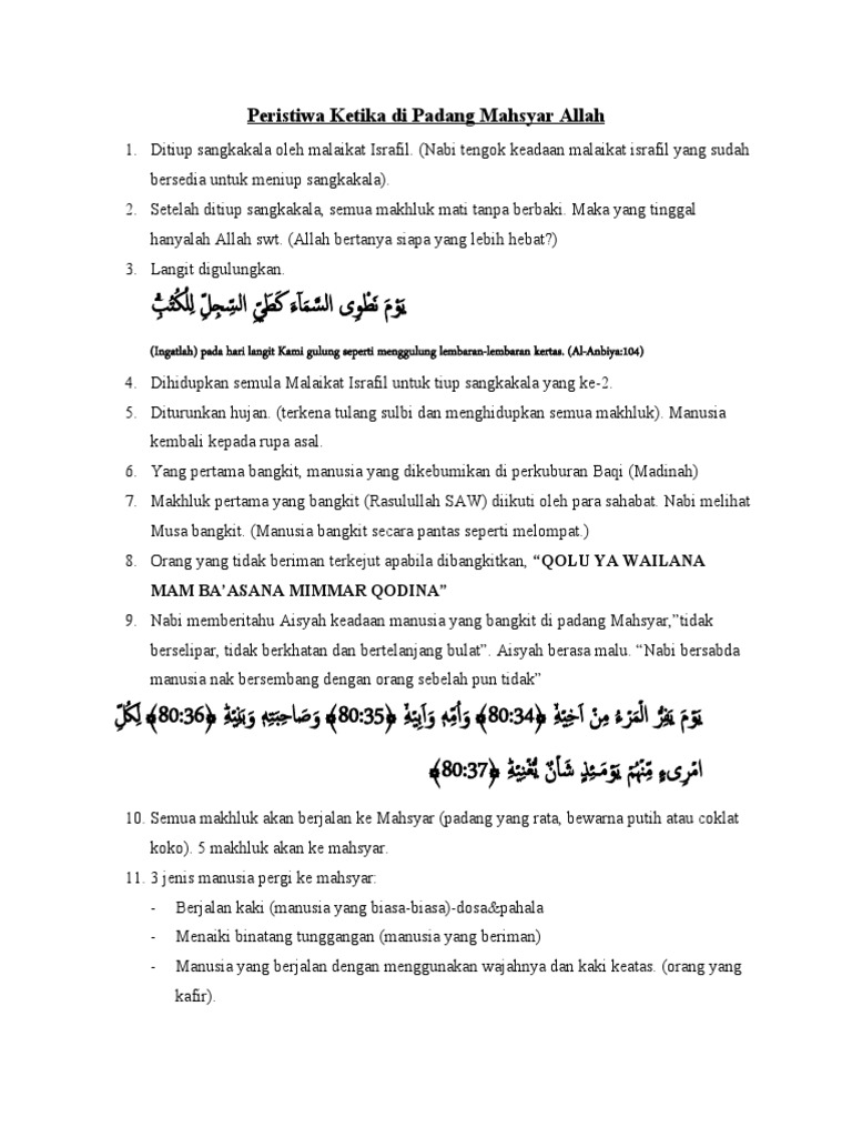 Peristiwa Ketika Di Padang Mahsyar Allah | PDF