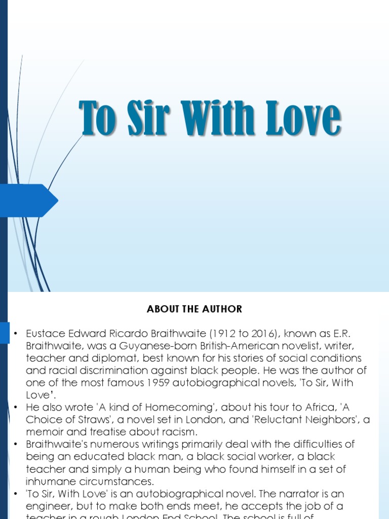 E.R. Braithwaite's "To Sir, With Love" | PDF