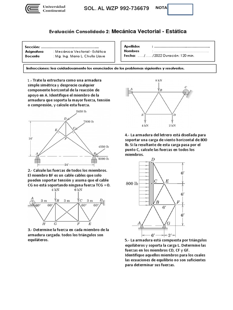 Prueba de Desarrollo II Mecanica Vectorial Estatica Rev 5 - SOL | PDF