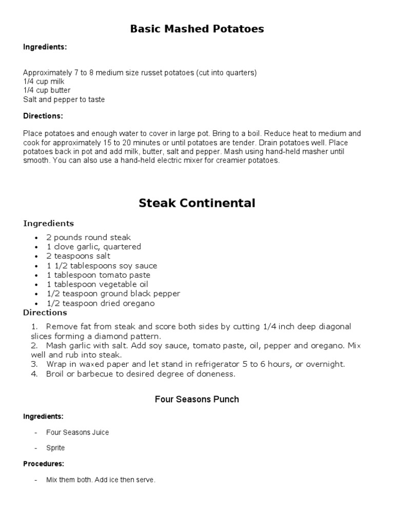 Basic Mashed Potatoes | PDF