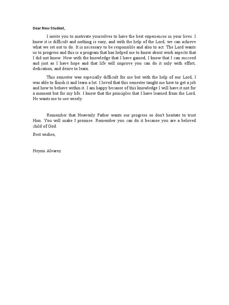 Motivational Letter for New Students | PDF | Self-Improvement