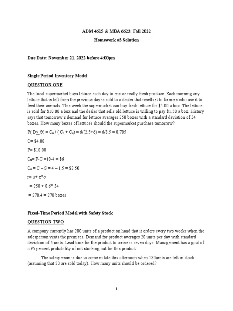 Homework #3 - Solution1 | PDF