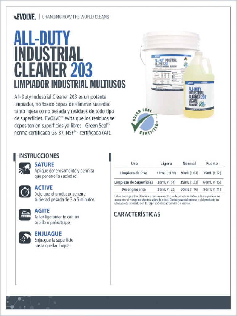 All Duty Industrial Cleaner 203 Limpiador Industrial Multiusos | PDF