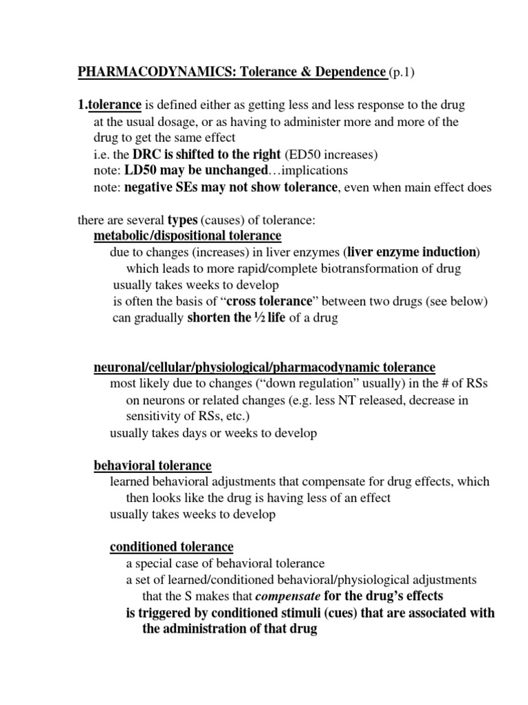 475pharmacodynamics ToleranceandDependence | PDF | Drug Tolerance ...